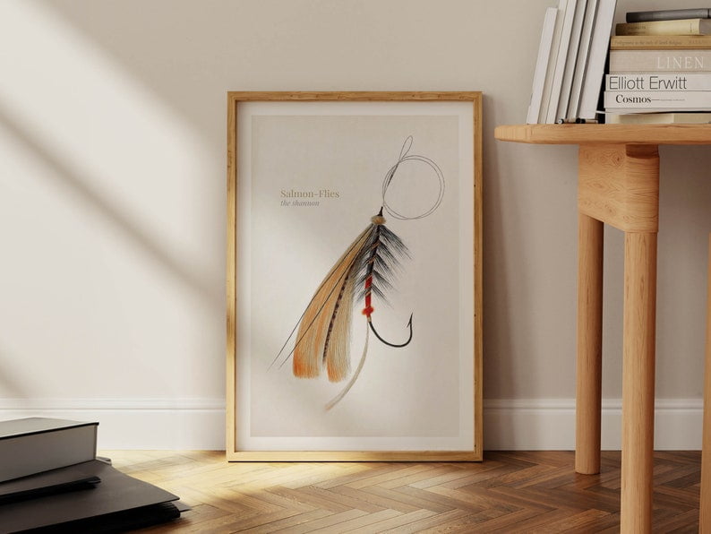 Salmon Fly Fishing Print - Vintage Fishing Poster for Fisherman Dad’s ...