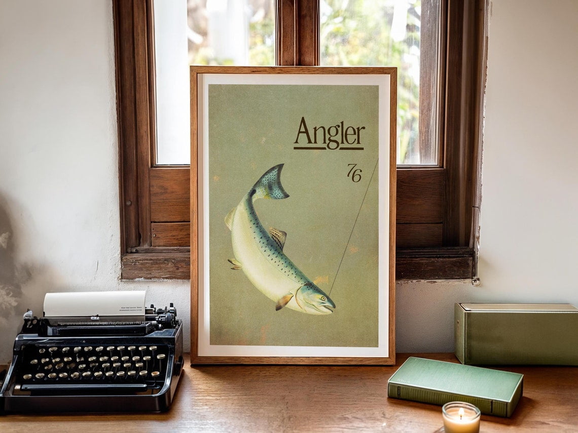 Salmon Fly Fishing Print Vintage Style Poster Art Retro Travel Decor ...