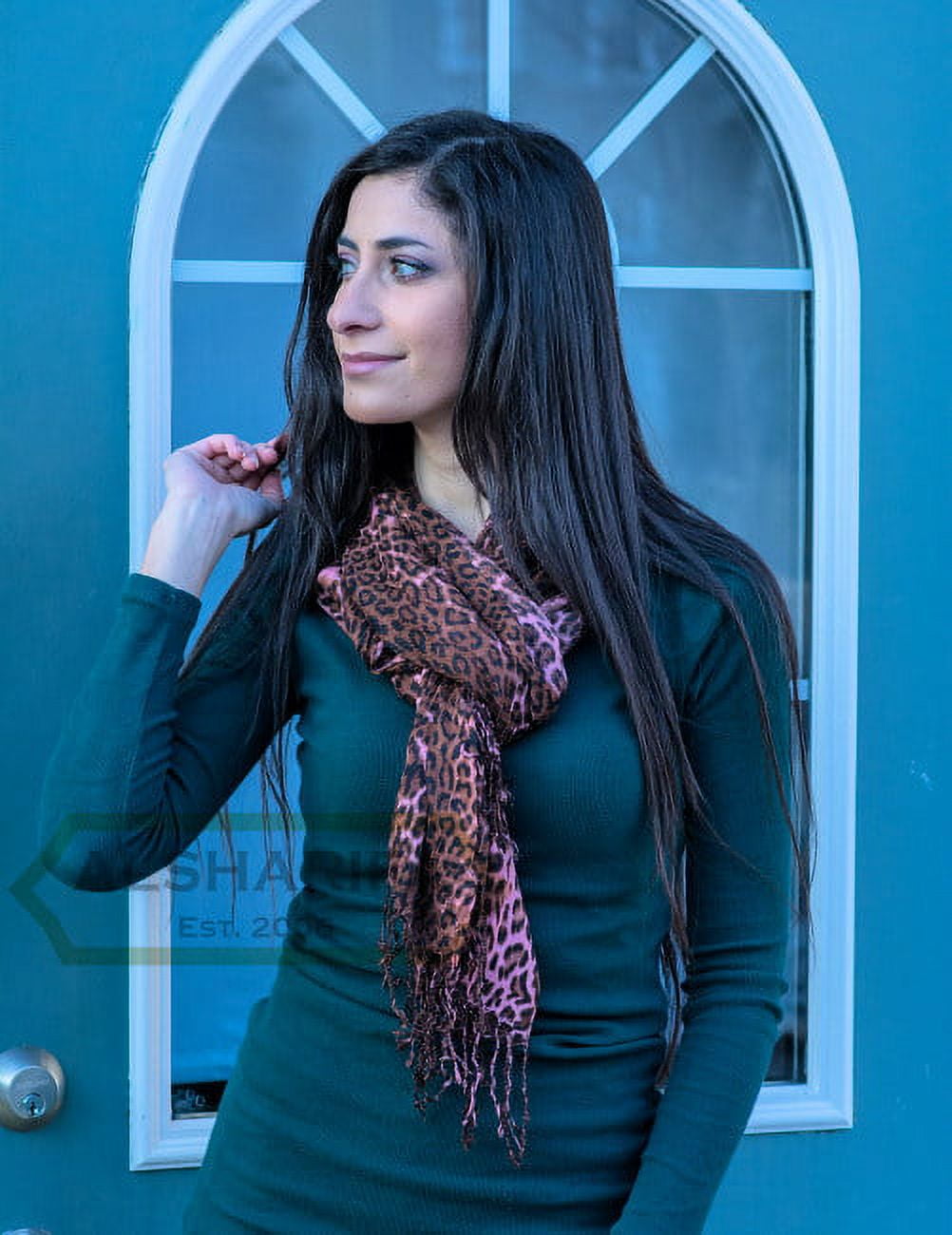 Salmon Leopard Print Scarf | Shawl | Muslim Hijab | 68" x 24" | Women ...