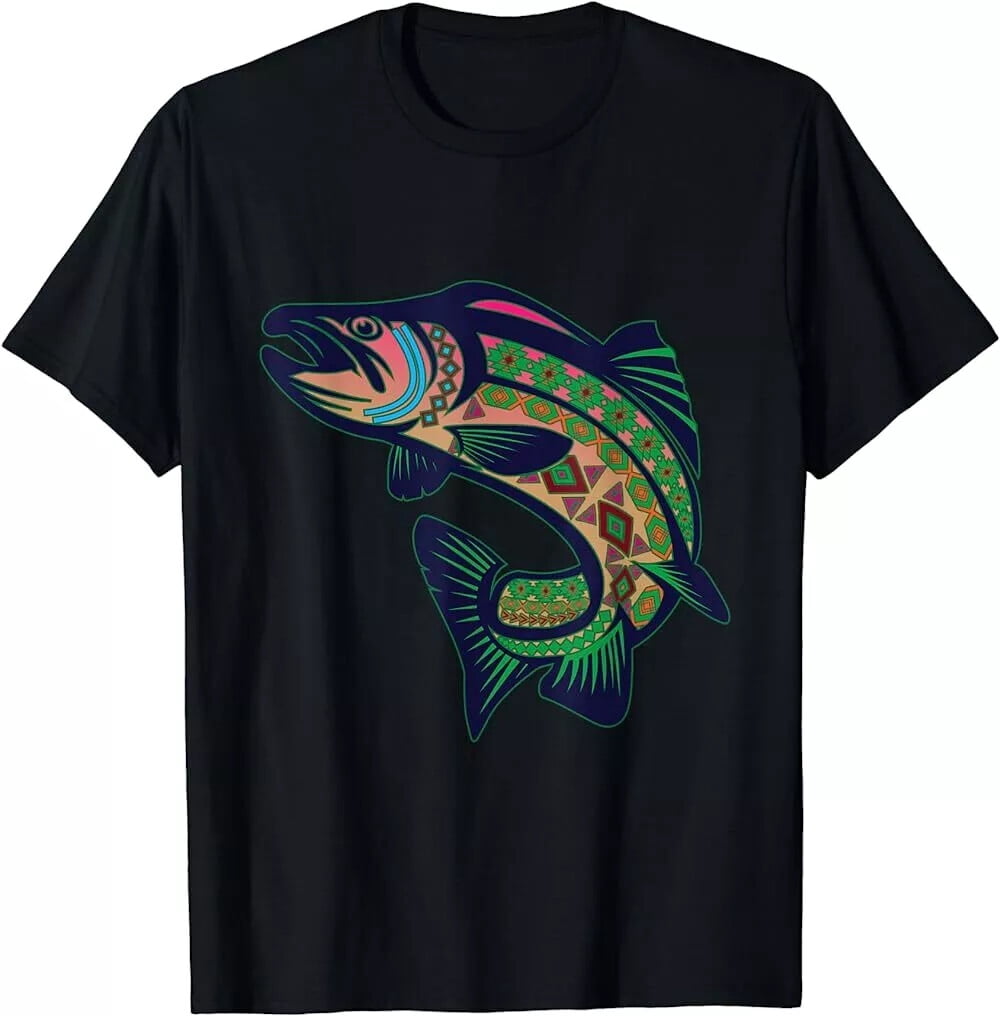 Salmon Nativ American Totem Northwest Coast Pacific Salmon Lover T ...