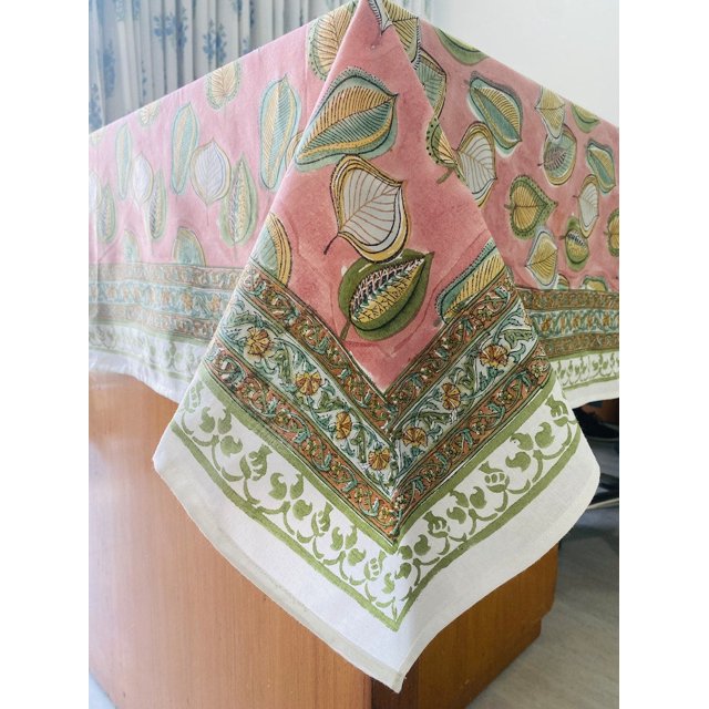 Ridhi - Dark Salmon Pink 70x108 Inch rectangle 100% Cotton indian block ...