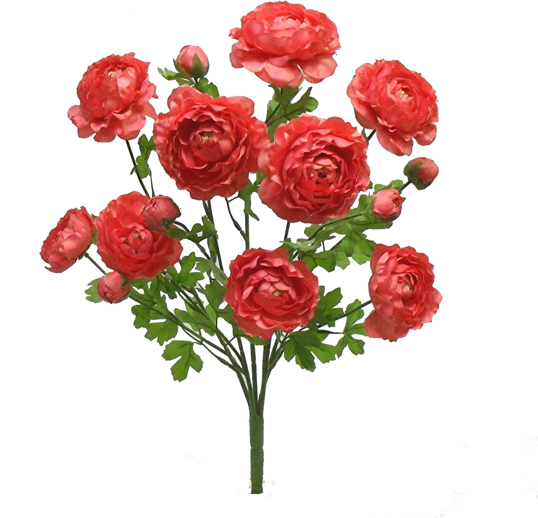 Salmon Pink Open Ranunculus with Buds 22in Artificial Polysilk Faux ...