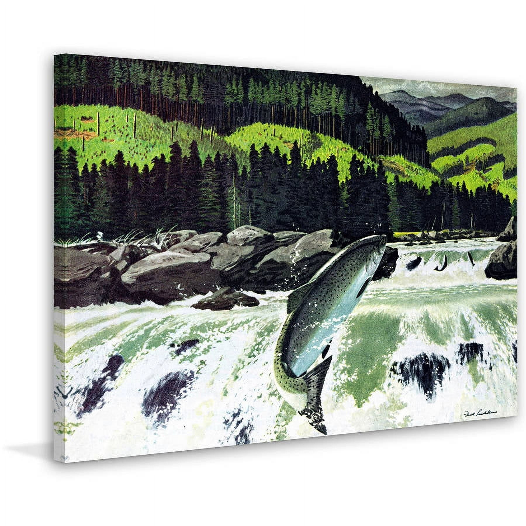 "Salmon Run" Painting Print on Wrapped Canvas - Walmart.com