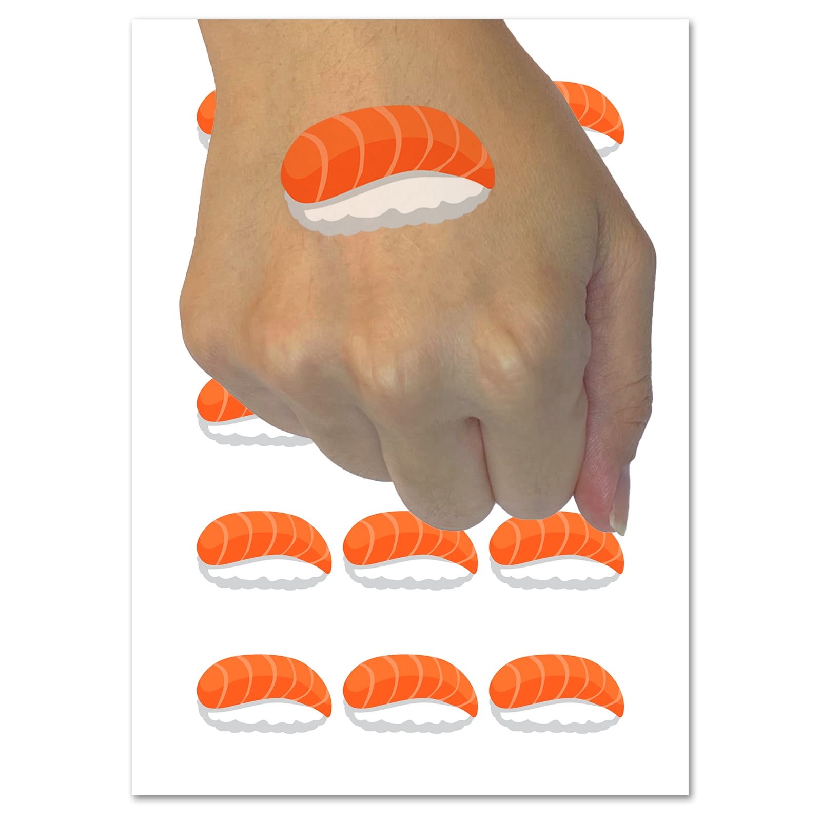 Salmon Sake Nigiri Sushi Sashimi Water Resistant Temporary Tattoo Set ...