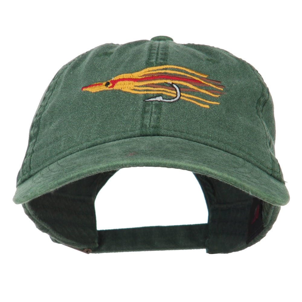 Salmon Squid Rig Embroidered Washed Cap - Dark Green OSFM - Walmart.com