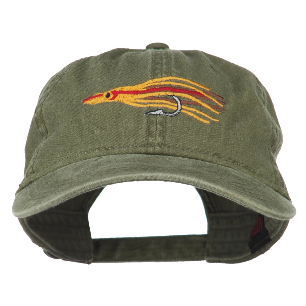 Salmon Squid Rig Embroidered Washed Cap - Olive Green OSFM - Walmart.com