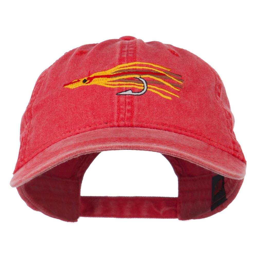 Salmon Squid Rig Embroidered Washed Cap - Red OSFM - Walmart.com