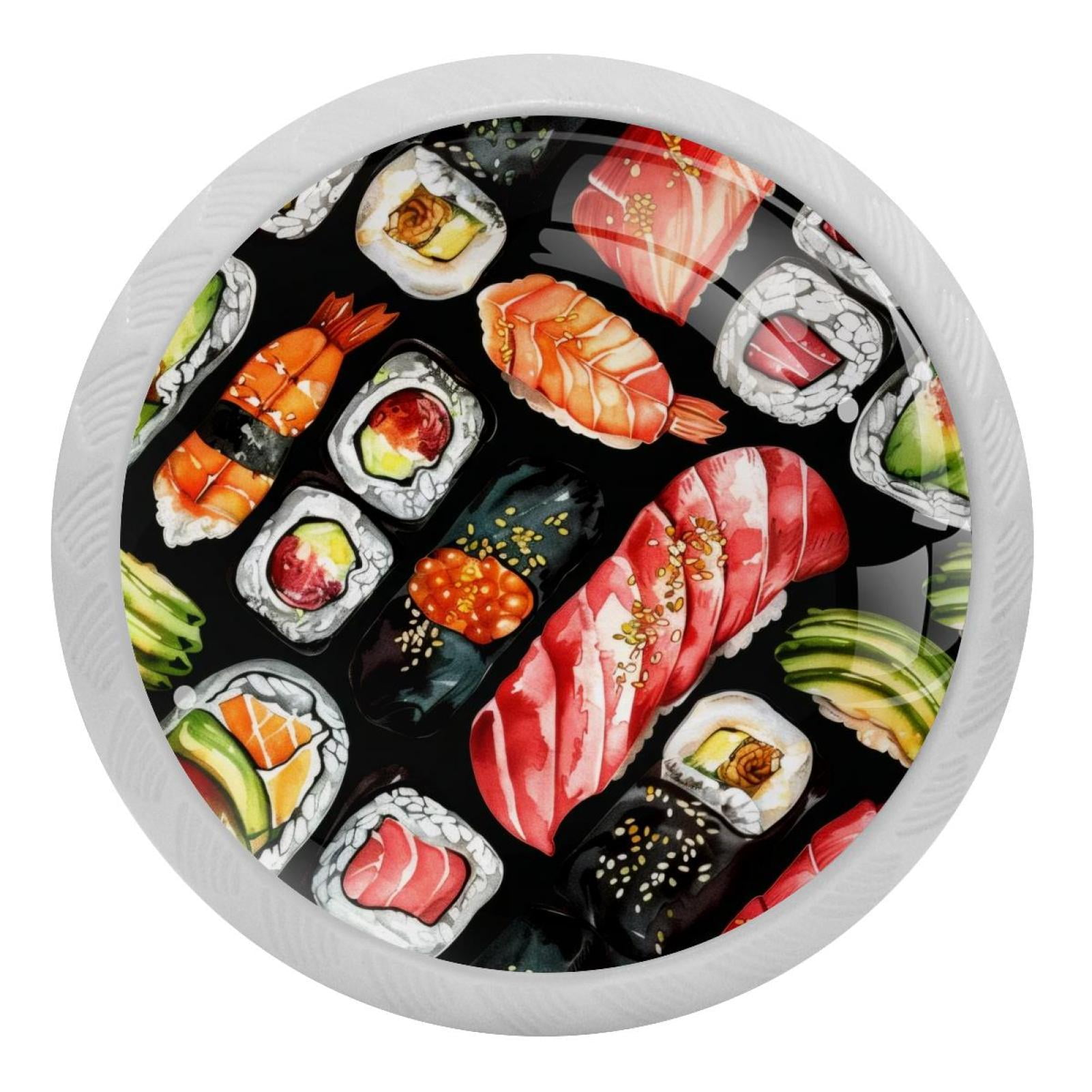 Salmon Sushi Foods Glow in The Dark Crystal Glass Cabinet Knobs 4 Pcs ...