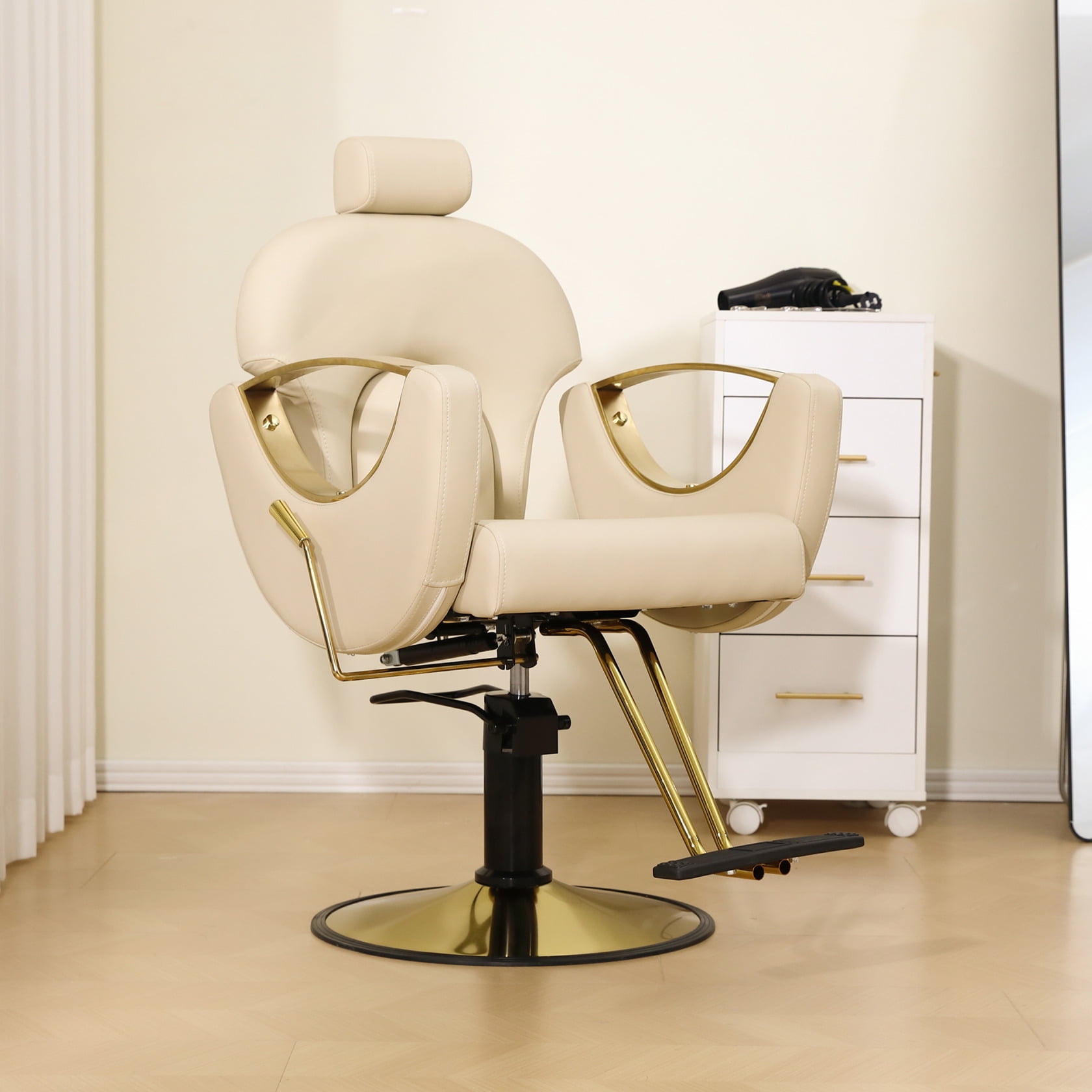 Salon Barber Chair, Reclining Salon Chair with Heavy Duty Hydraulic ...