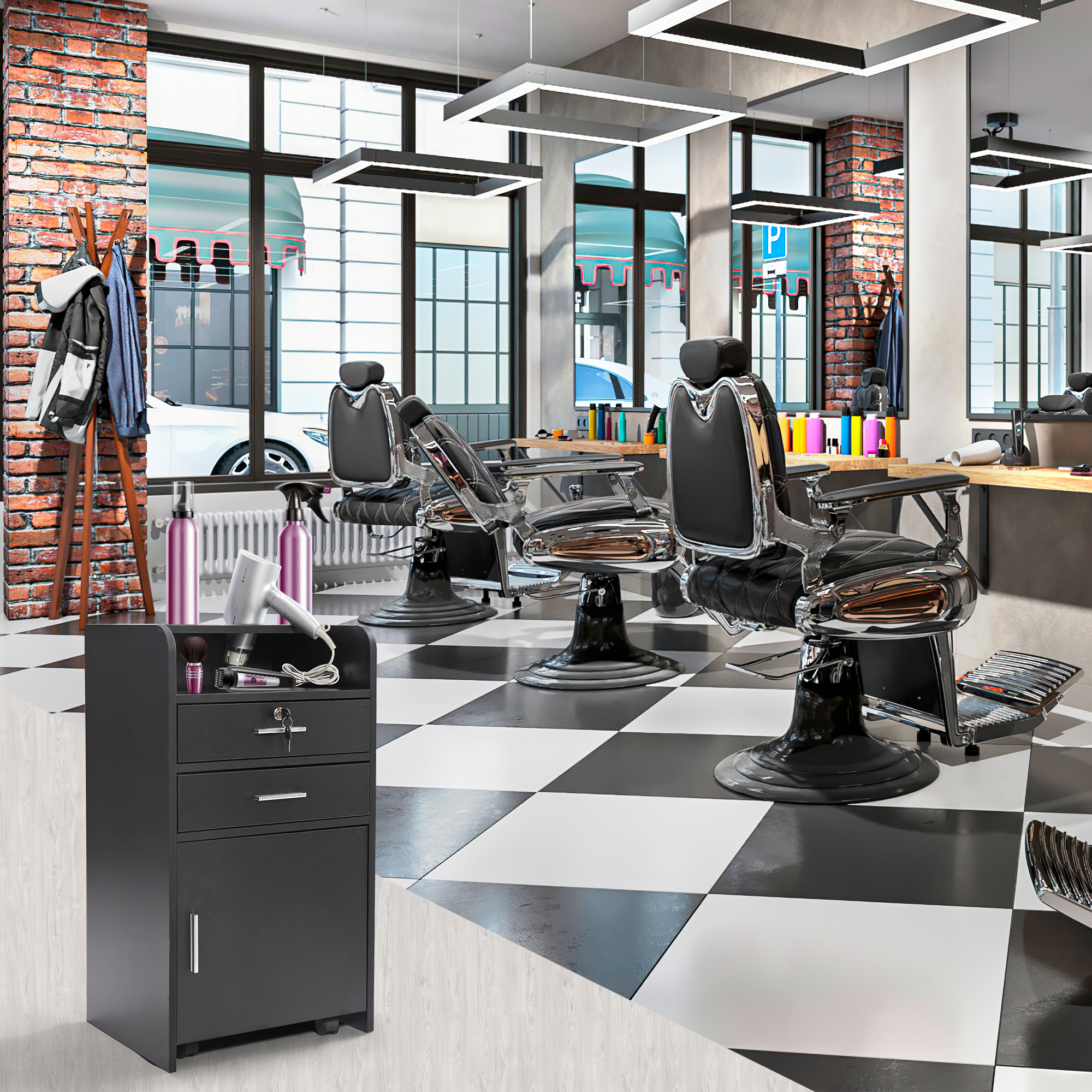 Salon Beauty Cabinet 3-Layer Rolling Trolley with Storage Drawer ...