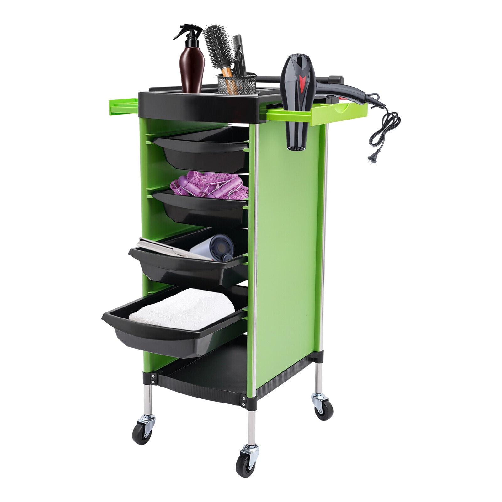 Salon Beauty Trolley with 4 Drawers & Dryer Holder Rolling Hairdressing ...