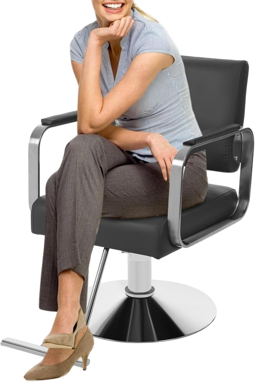 Salon Chair for Hair Stylist, 360 Degrees Rotating Barber Chair with ...