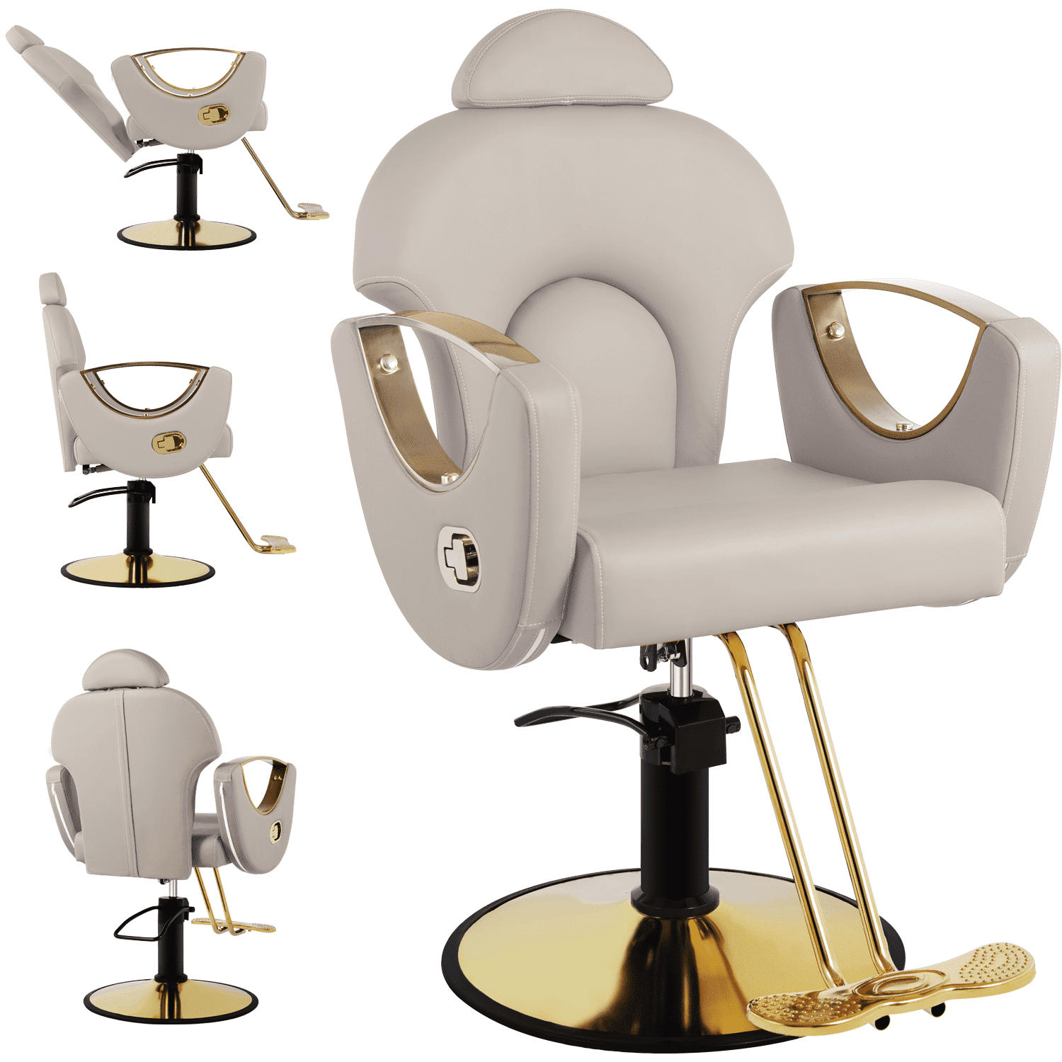 Salon Chair for Hair Stylist, Reclining Barber Chair for Barbershop 360 ...