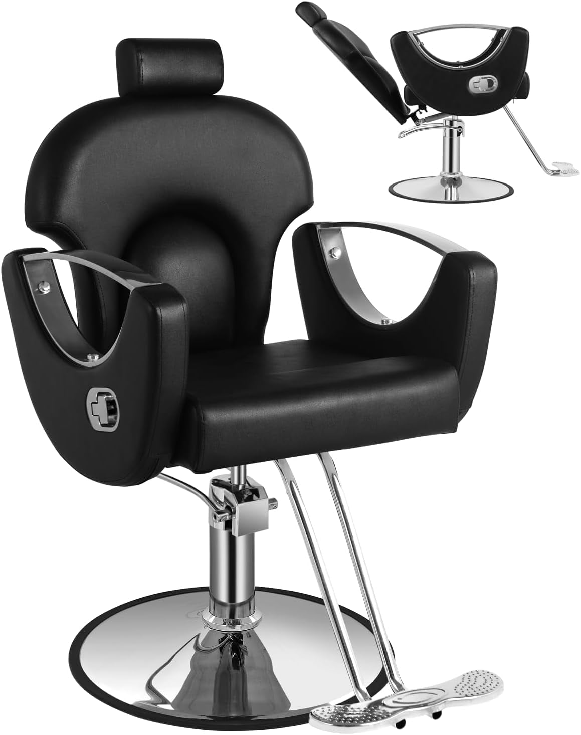 Salon Chair, Reclining Salon Chair for Hair Stylist, Barber Chair with ...