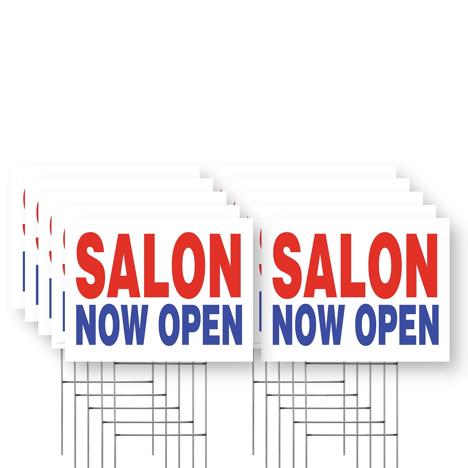 Salon Now Open Yard Sign 10 Pack of 12 Inch x 16 Inch Double Sided ...