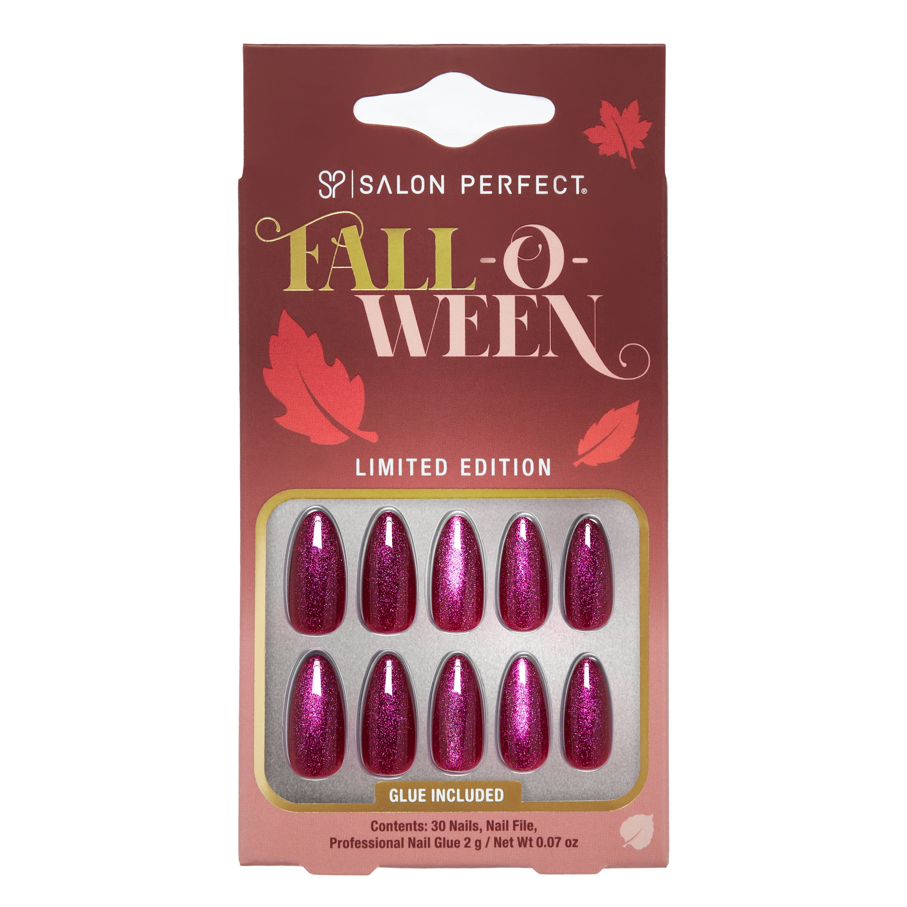 Salon Perfect Falloween Press On Nails, 318 Magnetic Fuchsia, File ...