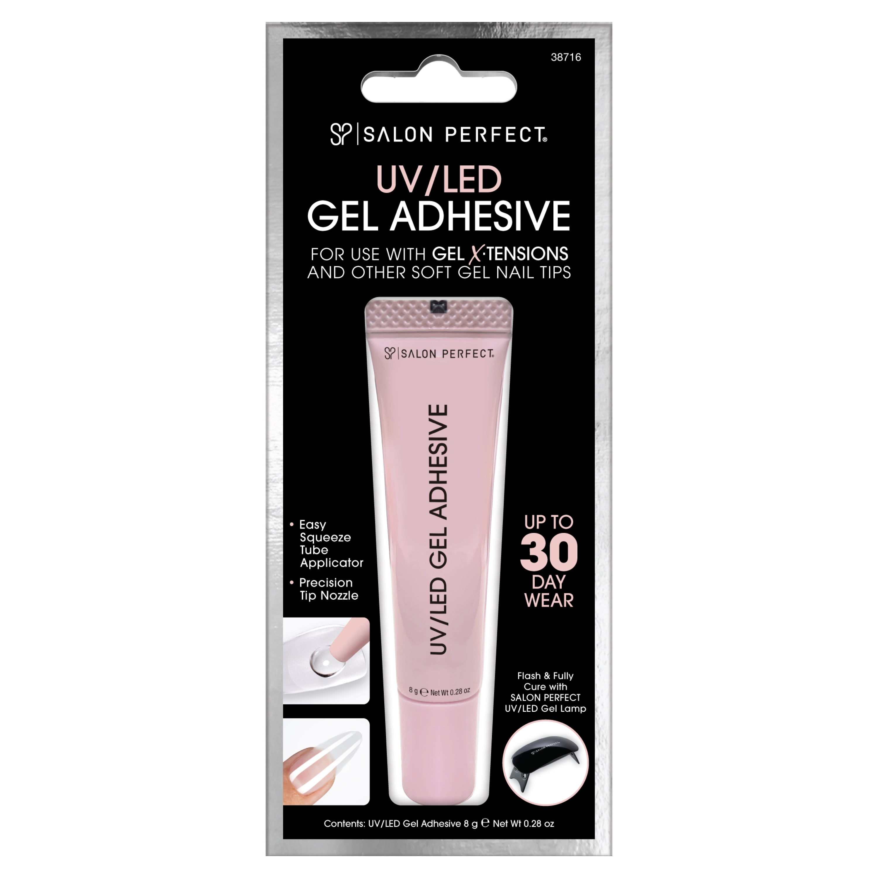 Salon Perfect UV/LED Gel Adhesive Glue for Soft Gel Nail Tips, Nail Art ...