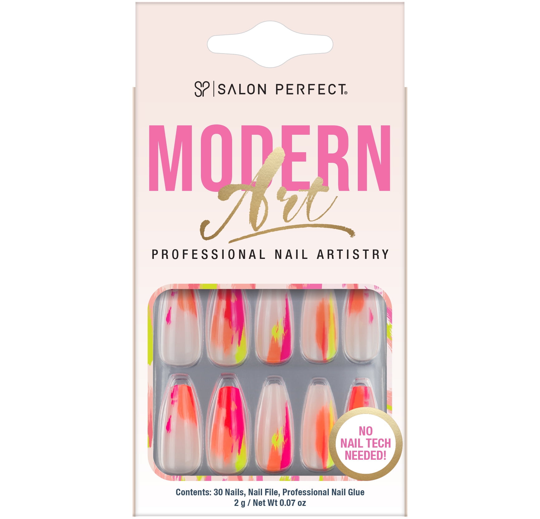 Salon Perfect Modern Art Press On Nails, Paint Strokes Fake Nail Kit ...