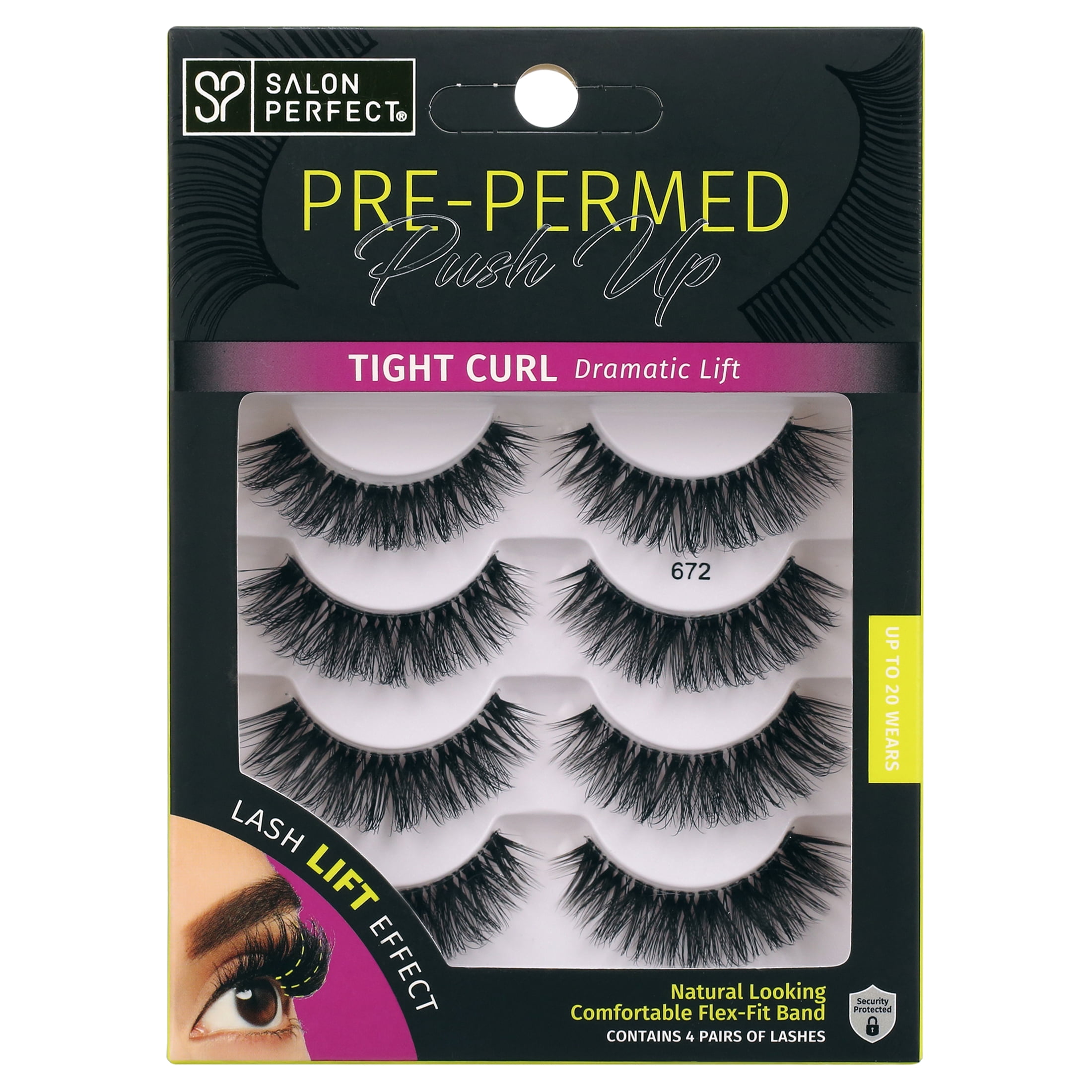 Salon Perfect Pre-Permed False Eyelashes, Dramatic Lift Fake Lashes ...