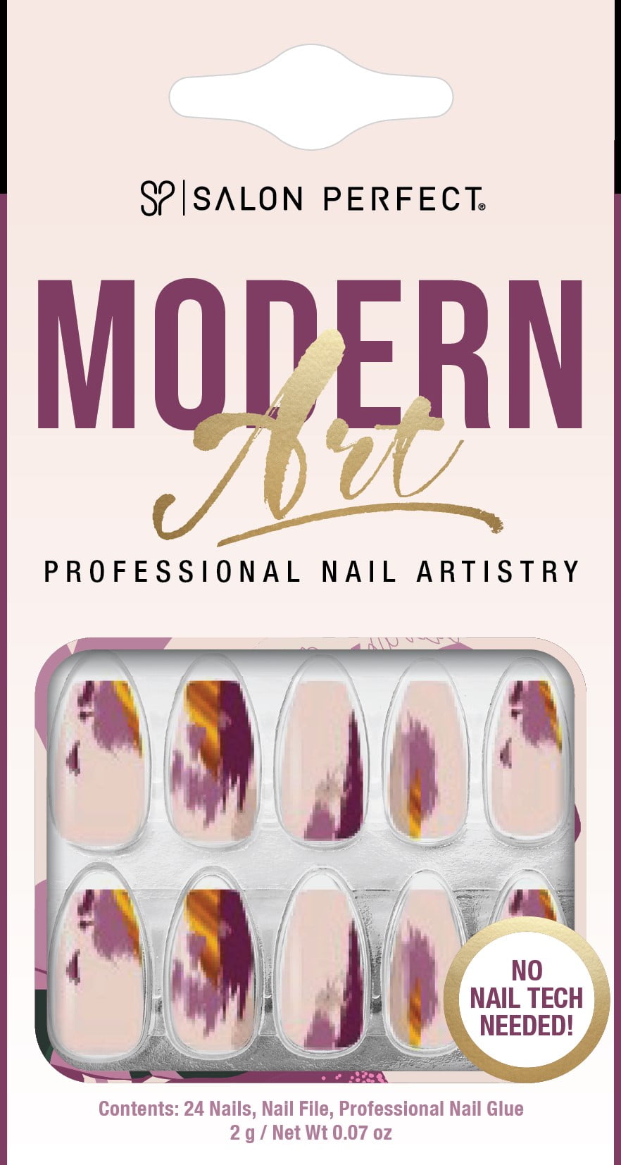 Salon Perfect Press On Nails, 163 Modern Art Mauve Paint Fake Nail Kit ...