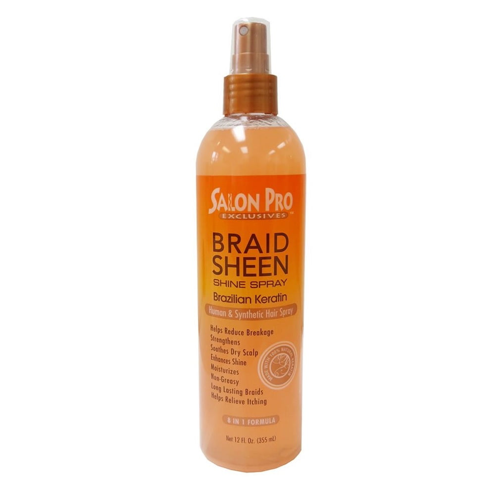 Salon Pro Braid Sheen Shine Spray [Brazilian Keratin] 12 Oz,Pack of 2 ...