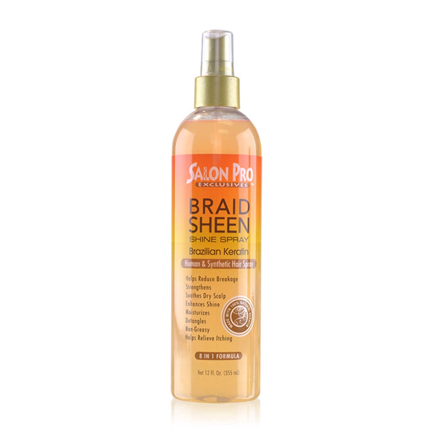 SalonPro Braid Sheen Shine Spray, Brazilian Keratin, Hydrating 8 in 1 ...