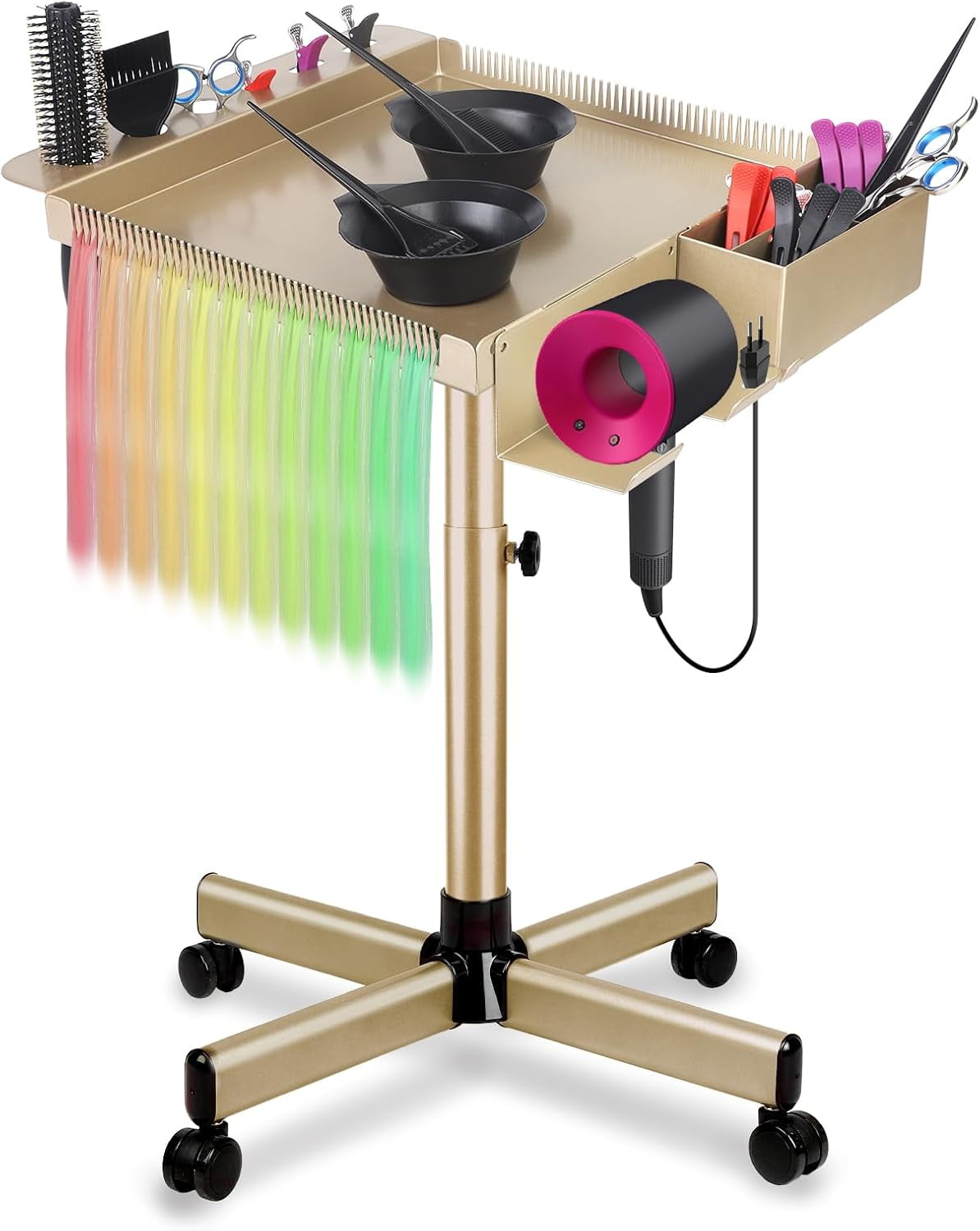 Salon Rolling Tray on Wheels with Adjustable Height - Salon & Spa ...