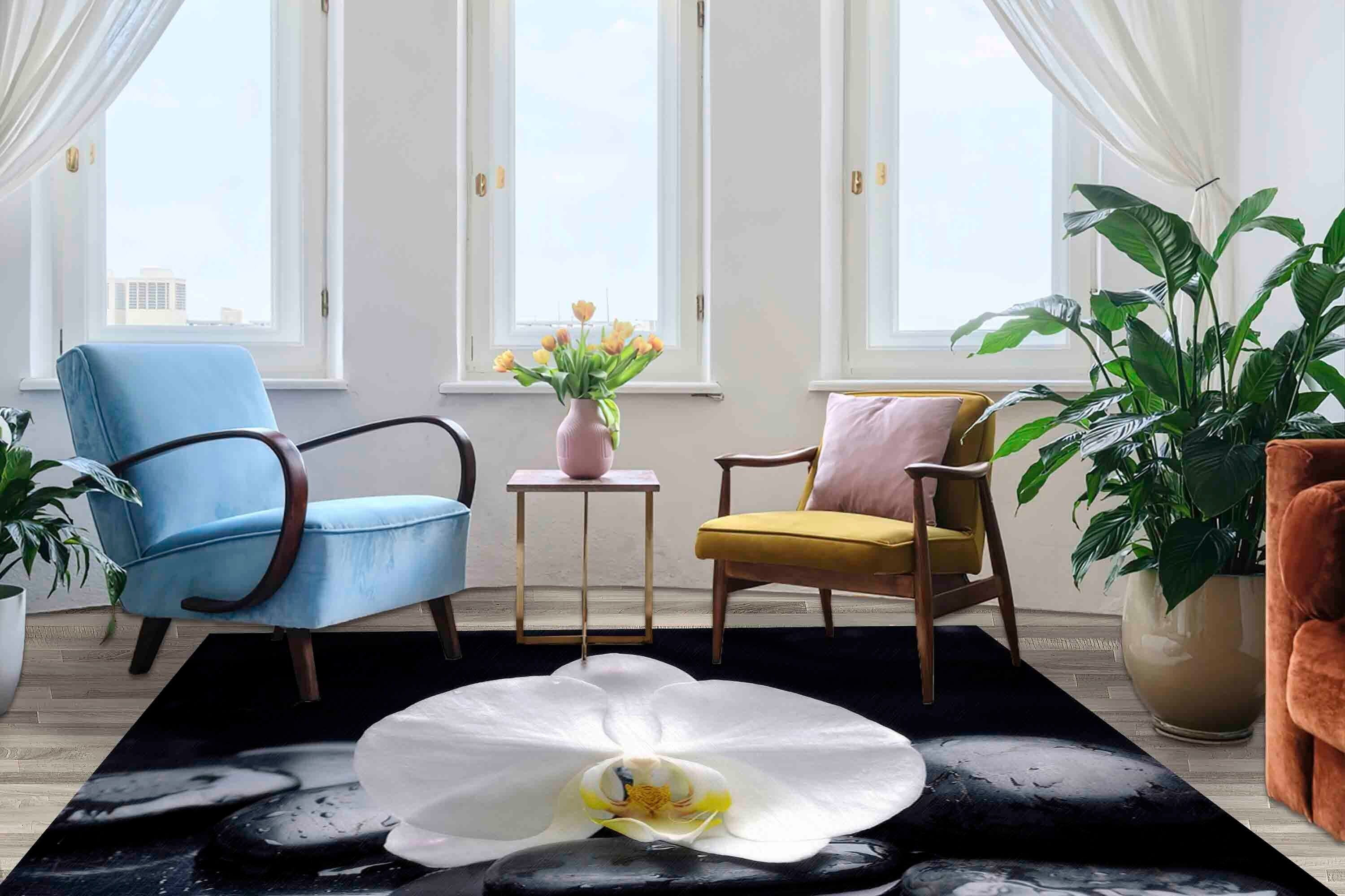 Salon Rug, Orchid Rug, Botanical Rugs, Orchid Rug Modern Rugs, Spa ...