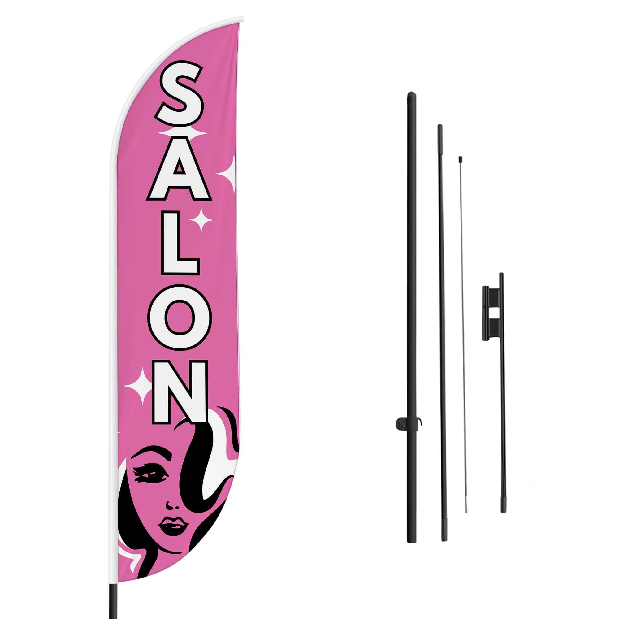 Salon Sign feather flag Pole Mount for Outdoor by Mavis Print | 15 FEET ...