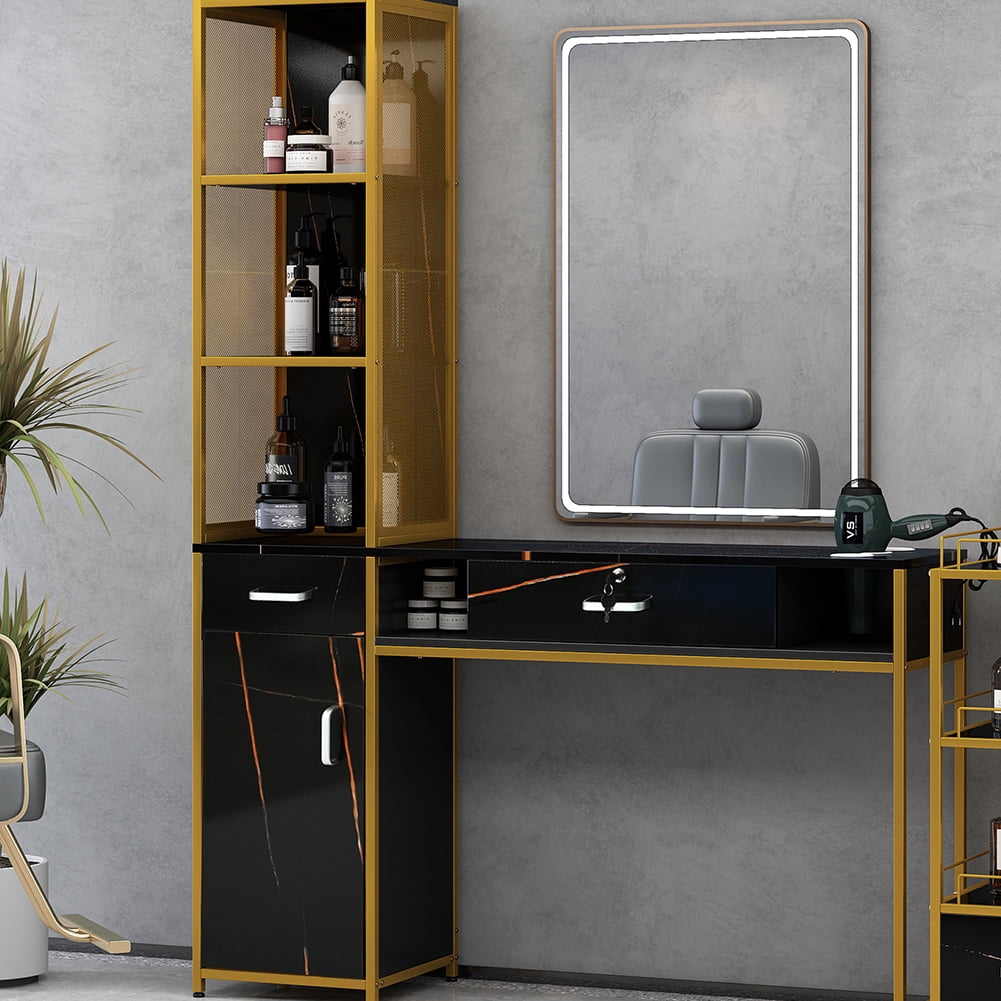 Salon Station With Lockable Drawer Left Shelf Beauty Salon Stations For ...