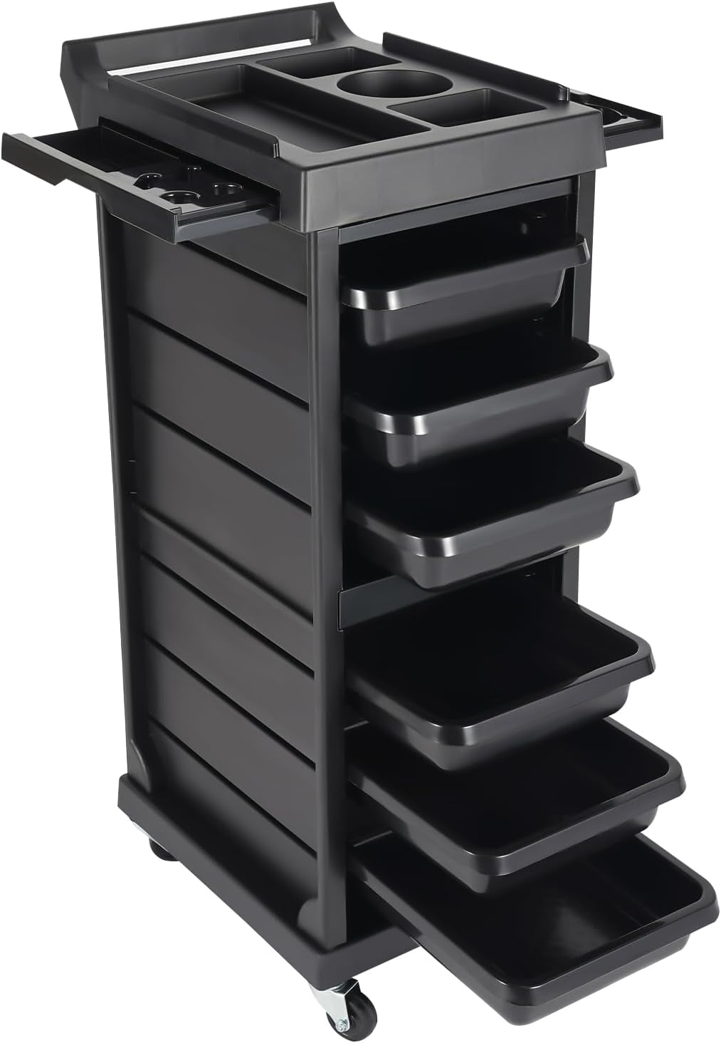 Salon Stylist Rolling Trolley Cart with 6 Drawers, Black Lockable ...