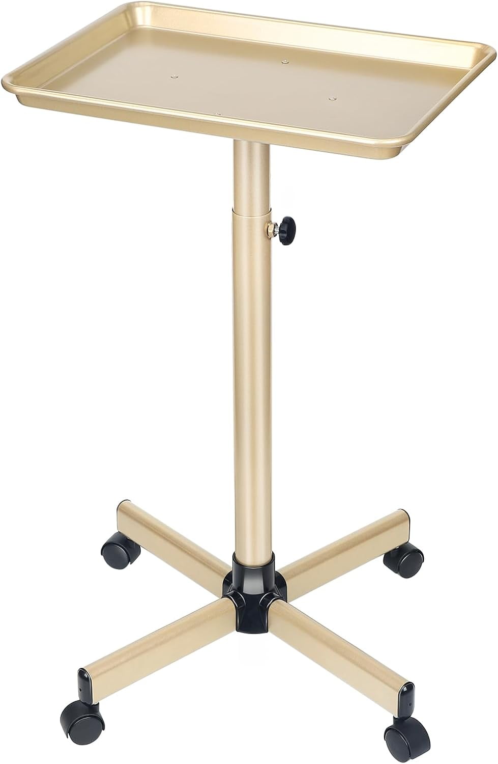 Salon Tray on Wheels, Champagne Gold Salon Tray Cart with Adjustable ...