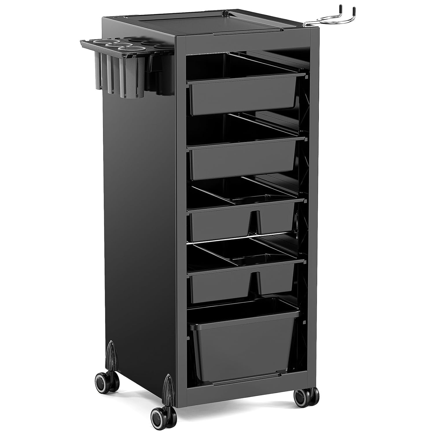 Salon Trolley Cart with 4 Drawers & 2 Baskets, Rolling Hair Cart ...
