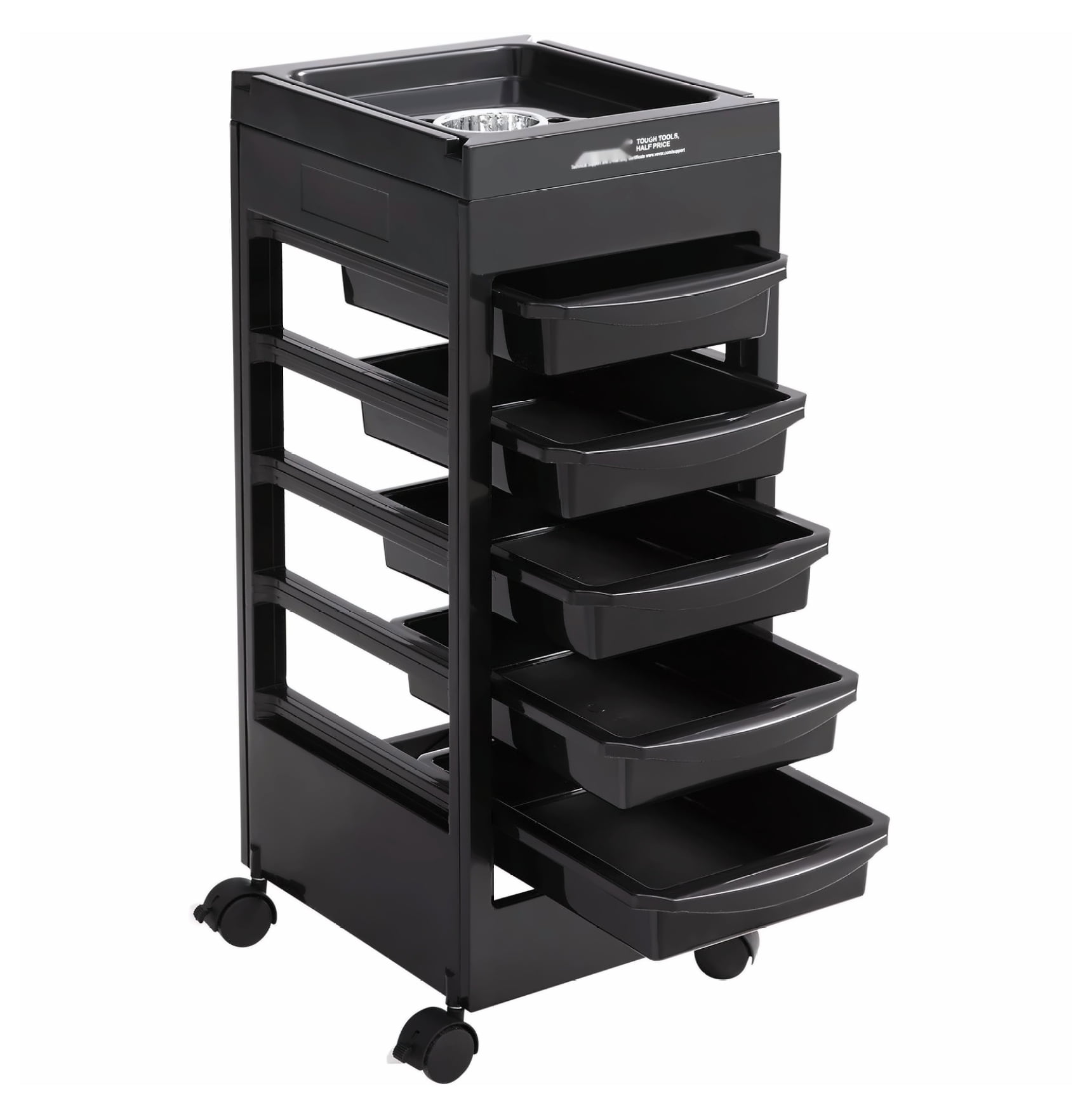 Salon Trolley Cart, Beauty Rolling Cart with 5 Drawers & Dryer Holder ...