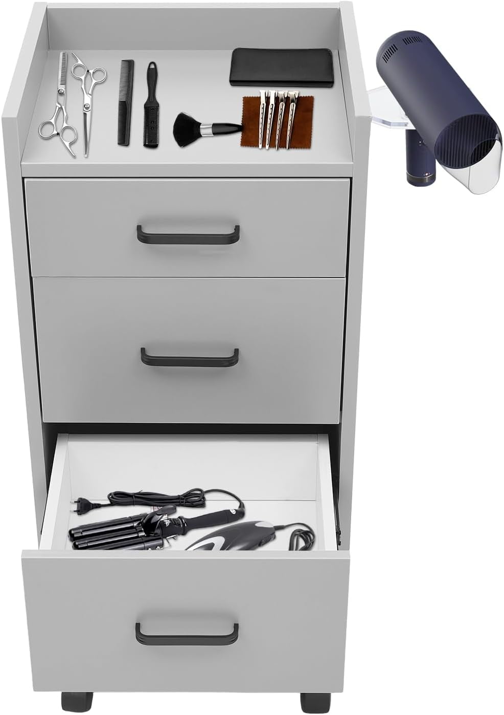 Salon Trolley Cart with Wheels, Barber Station Hair Cart Makeup Storage ...