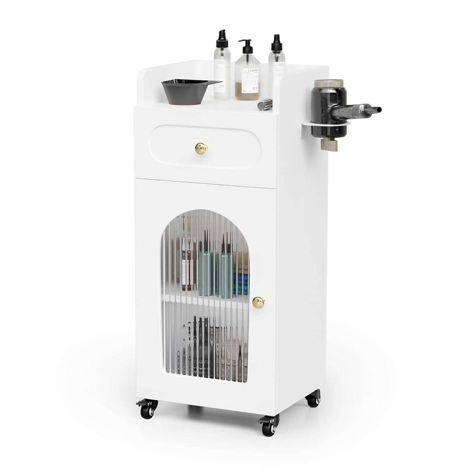 Salon Trolley Cart with Wheels, Hair Cart Mobile Storage Cabinet with ...