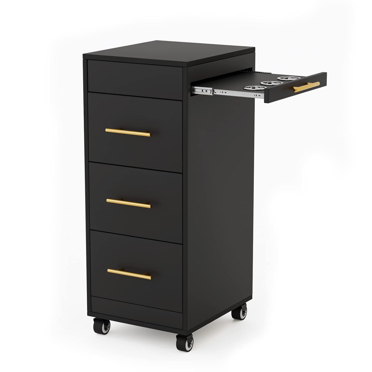 Salon Trolley Cart with Wheels, Wooden Hair Storage Cabinet, Stylist ...