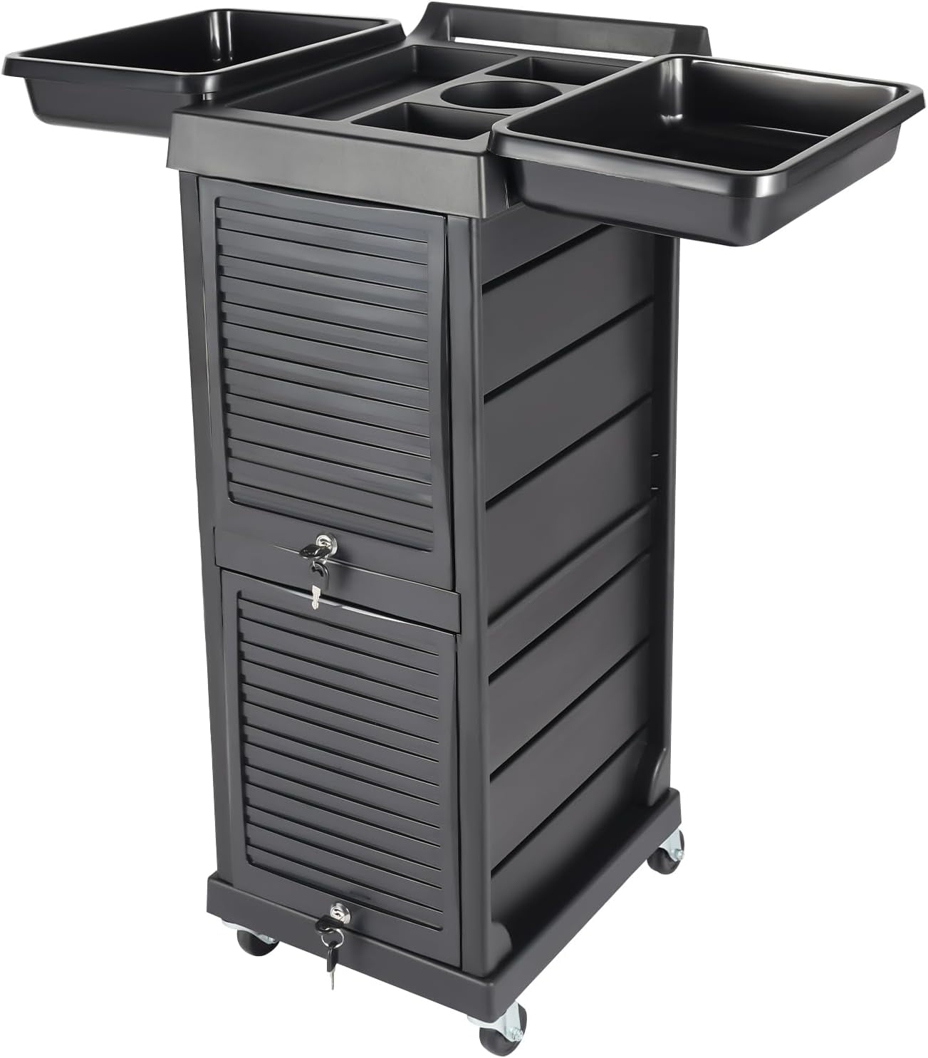 Salon Trolley Cart with Wheels, 7-Tier Lockable Salon Cart, Black PP ...