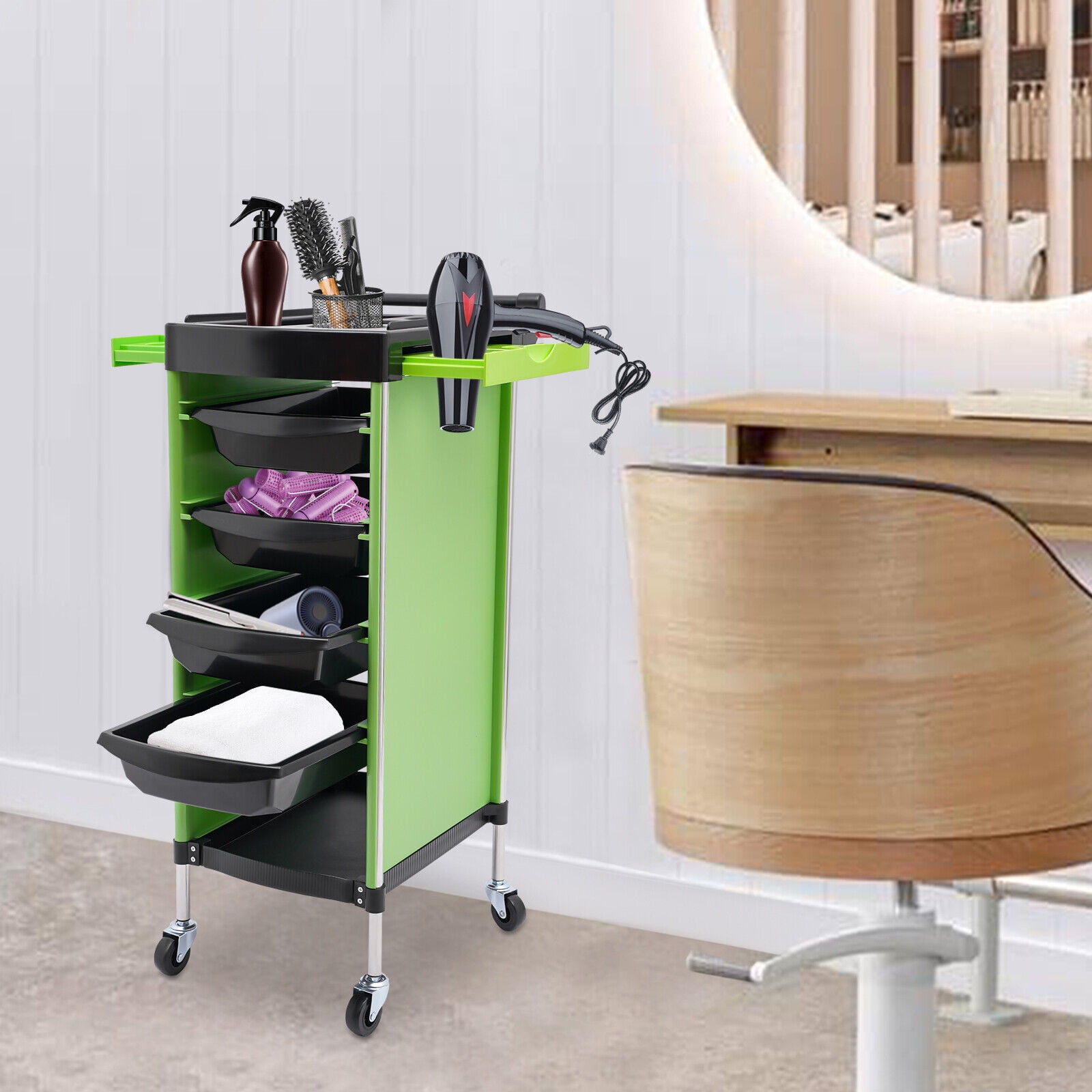 Salon Trolley with 4 Drawers & Dryer Holder, New upgrade Multipurpose ...