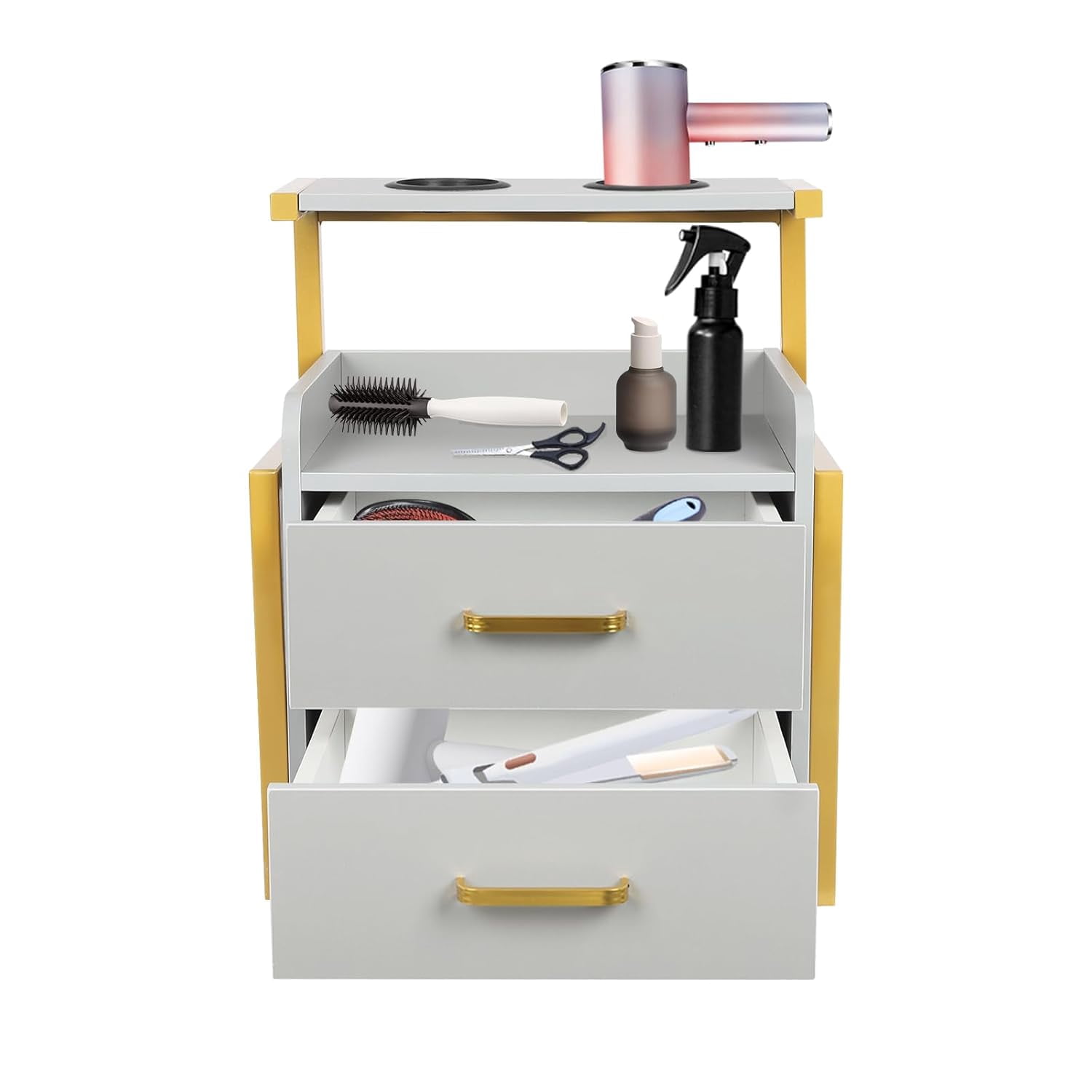 Salon Wall Cabinet with 2 Drawers, Wall Mounted Salon Storage Organizer ...