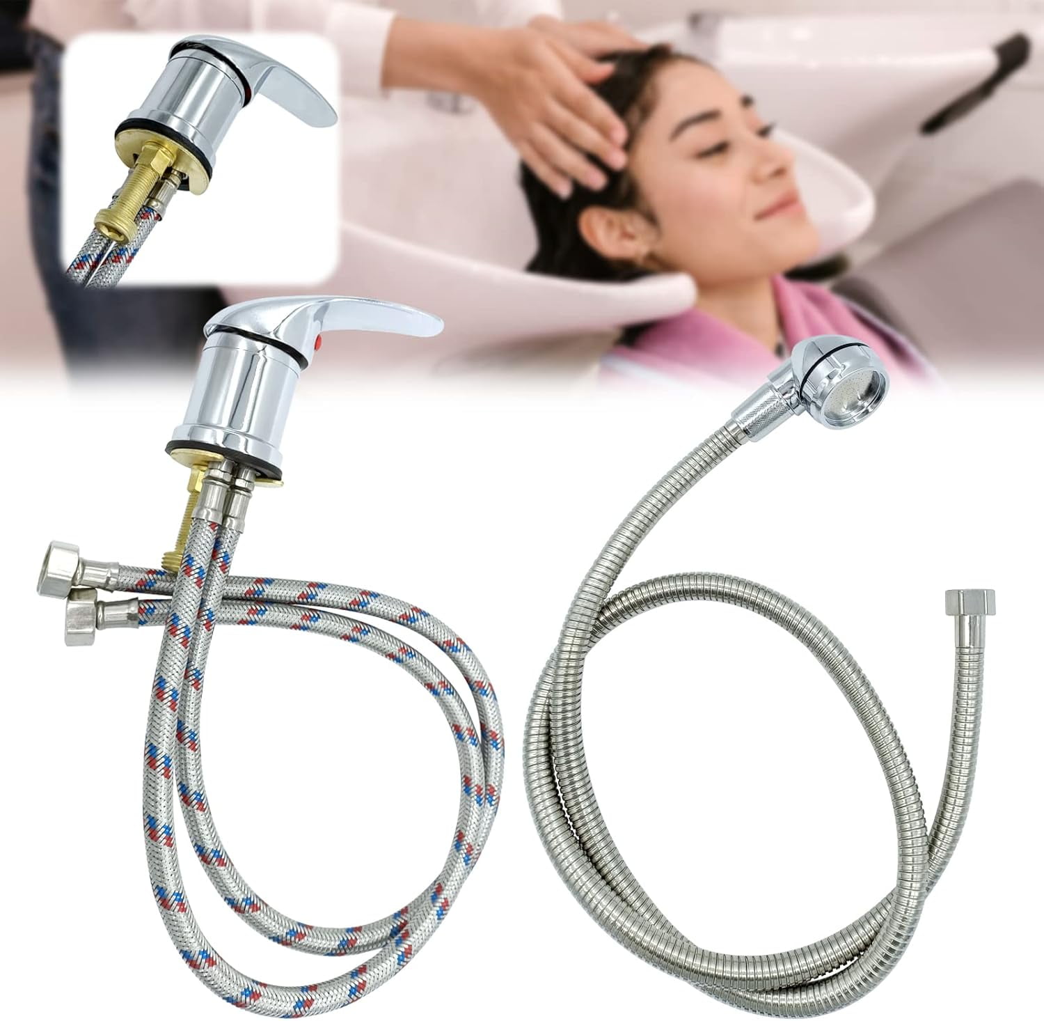 Salon Water Faucet and Sprayer Hose Kit for Shampoo Bed Bowl or ...