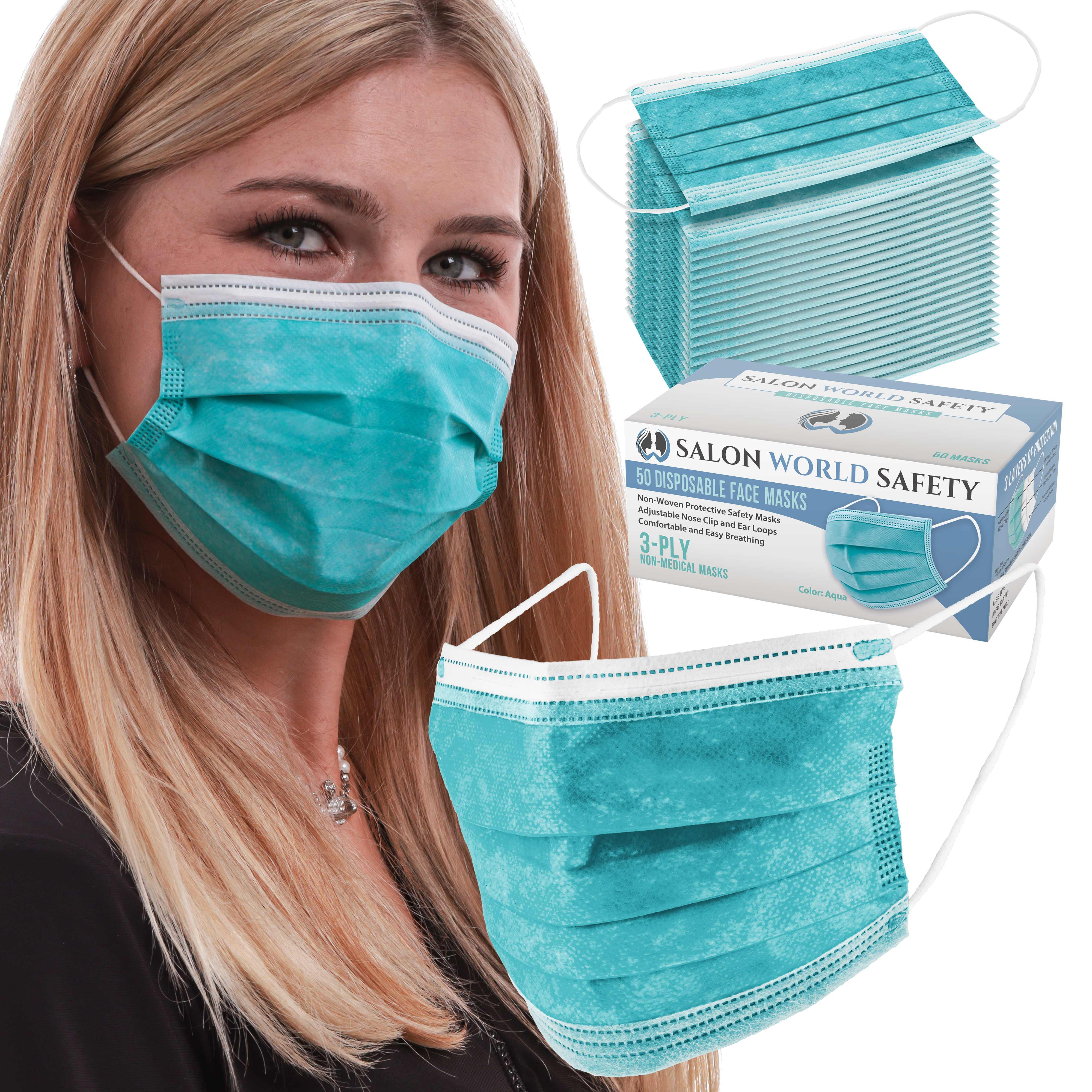 Salon World Disposable Flexible Earloop Face Masks, 50 Count - Walmart.com