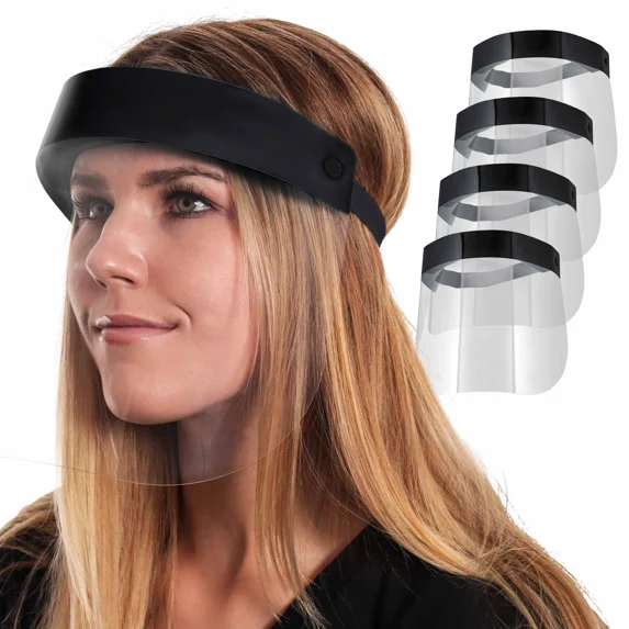 Salon World Safety 4 Black Face Shields Clear Protective Full Face ...