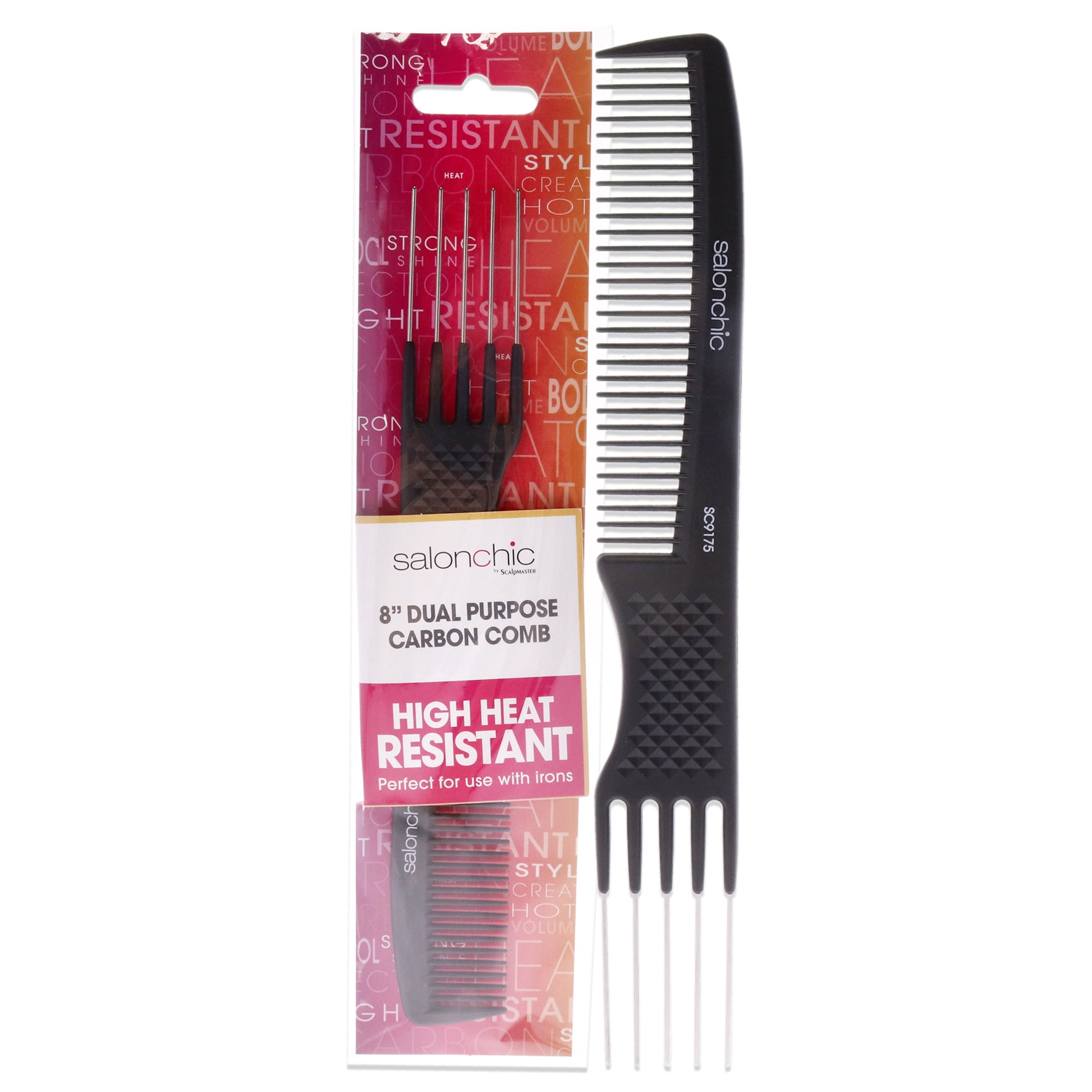SalonChic Dual Purpose Carbon Comb High Heat Resistant 8 , 1 Pc Comb ...