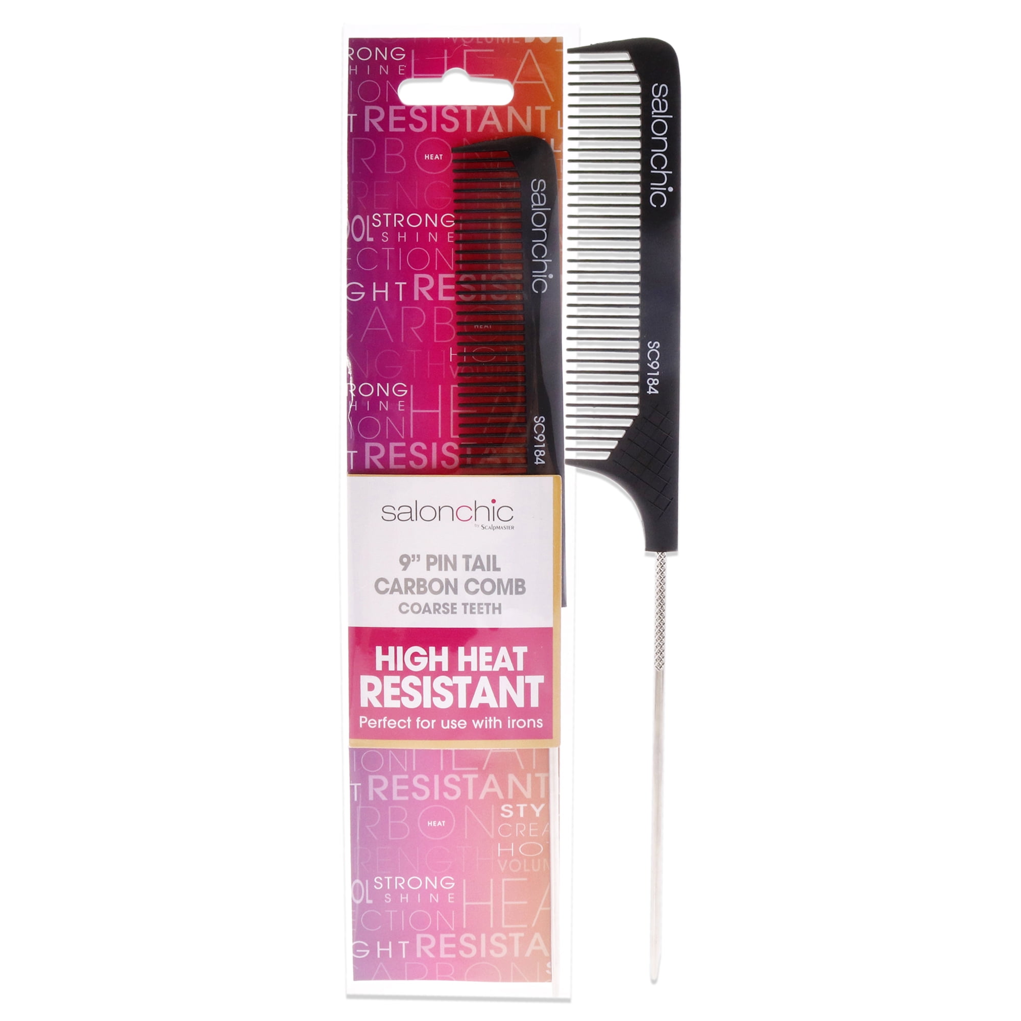 SalonChic Pin Tail Carbon Comb High Heat Resistant 9 - Coarse Teeth , 1 ...