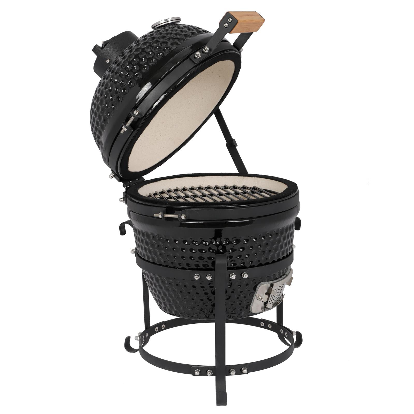 SalonMore 13in Ceramic Charcoal Grill for BBQ & Barbeque Cooking, Black ...