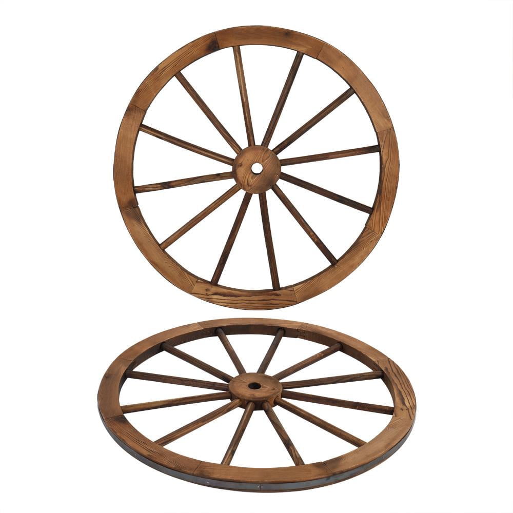 SalonMore 2-Piece Decorative Wooden Wheel Set, Vintage Wall Hangings ...