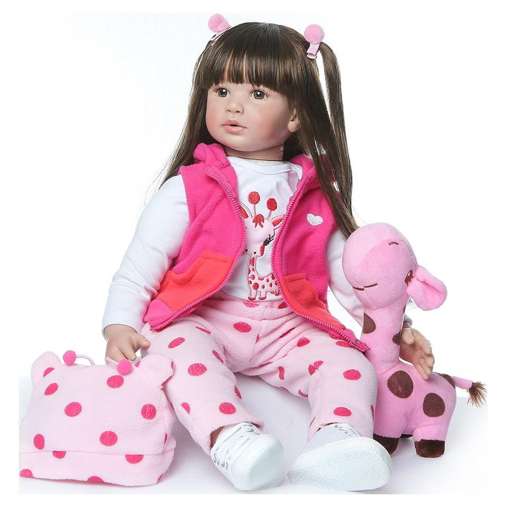 SalonMore 24" Reborn Baby Dolls,Cotton & Silicone Body,Long Hair Deer ...