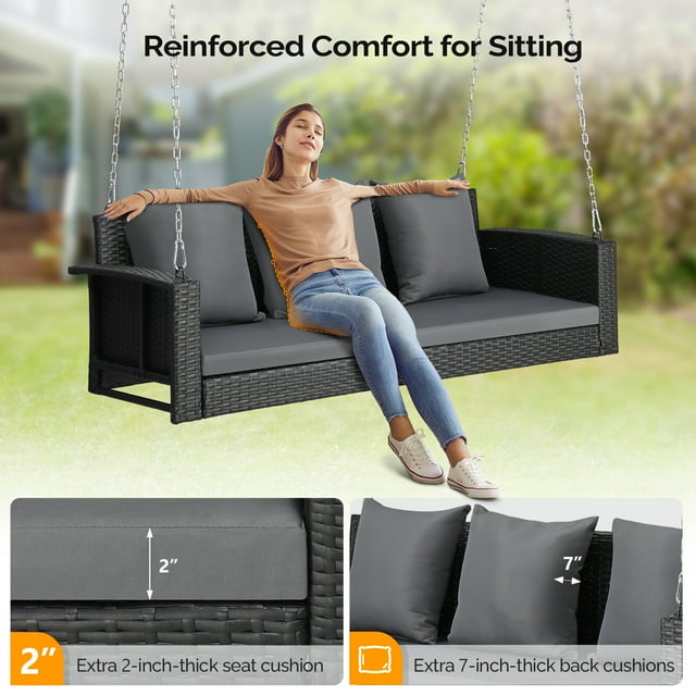 SalonMore 3 Seats 5FT Oversized Large Swing, Wicker Haning Seat, All ...