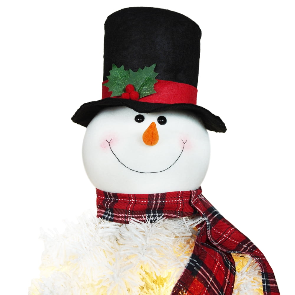 SalonMore 4ft Christmas Tree Prelit Snowman Shape 400 Branches Flocking ...